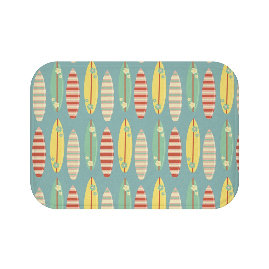 Retro Pool Party Bath Mat, Summer Decor, Mid Century Modern, Surfboards ...