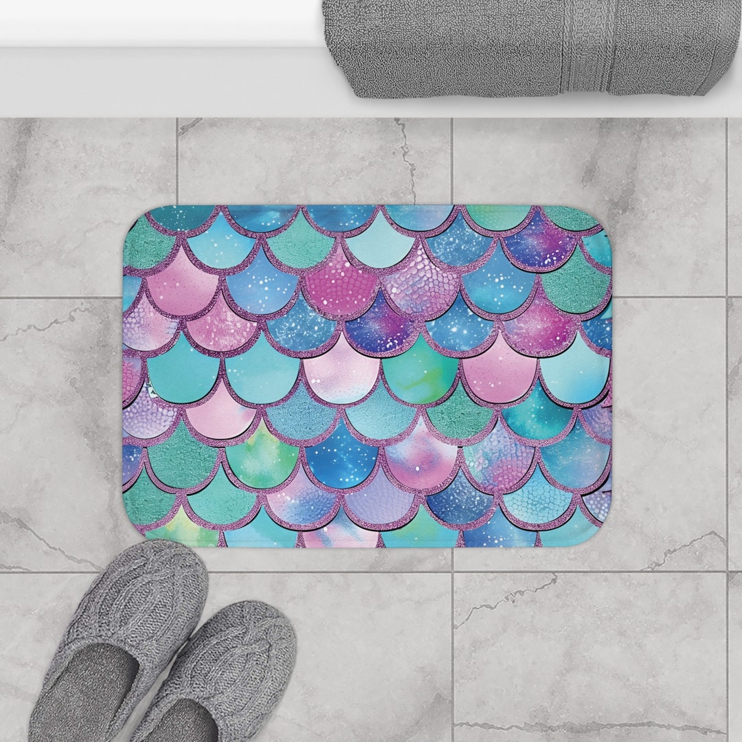 Mermaid Bath Mat, Mermaid Bathroom Decor, Under the Sea Bath Rug ...
