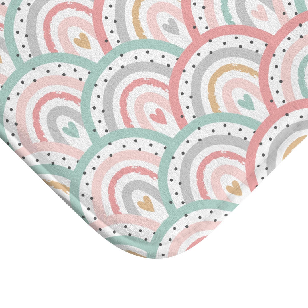 Pastel Rainbows Bath Mat, Boho Bathroom Decor, Girls Bathroom Decor ...