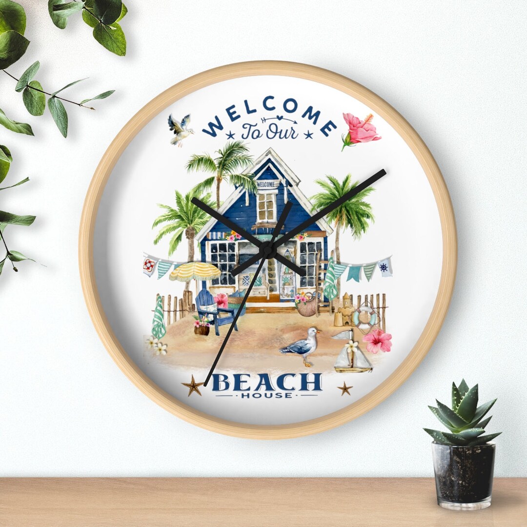 Beach House Clock, Coastal Wall Clock, Summer Trend Clock, Beach ...