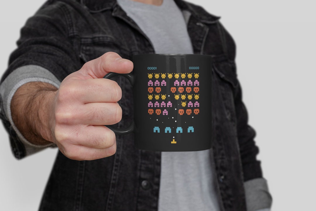 Retro Video Game Mug, Video & Arcade Game Coffee Cup, Black Ceramic Mug ...