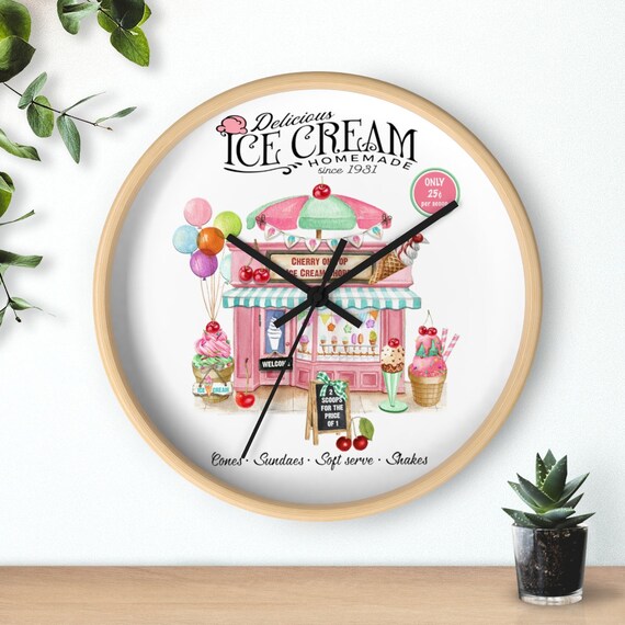 Farmhouse Clock Retro Ice Cream Shop Wall Clock Summer Trend | Etsy