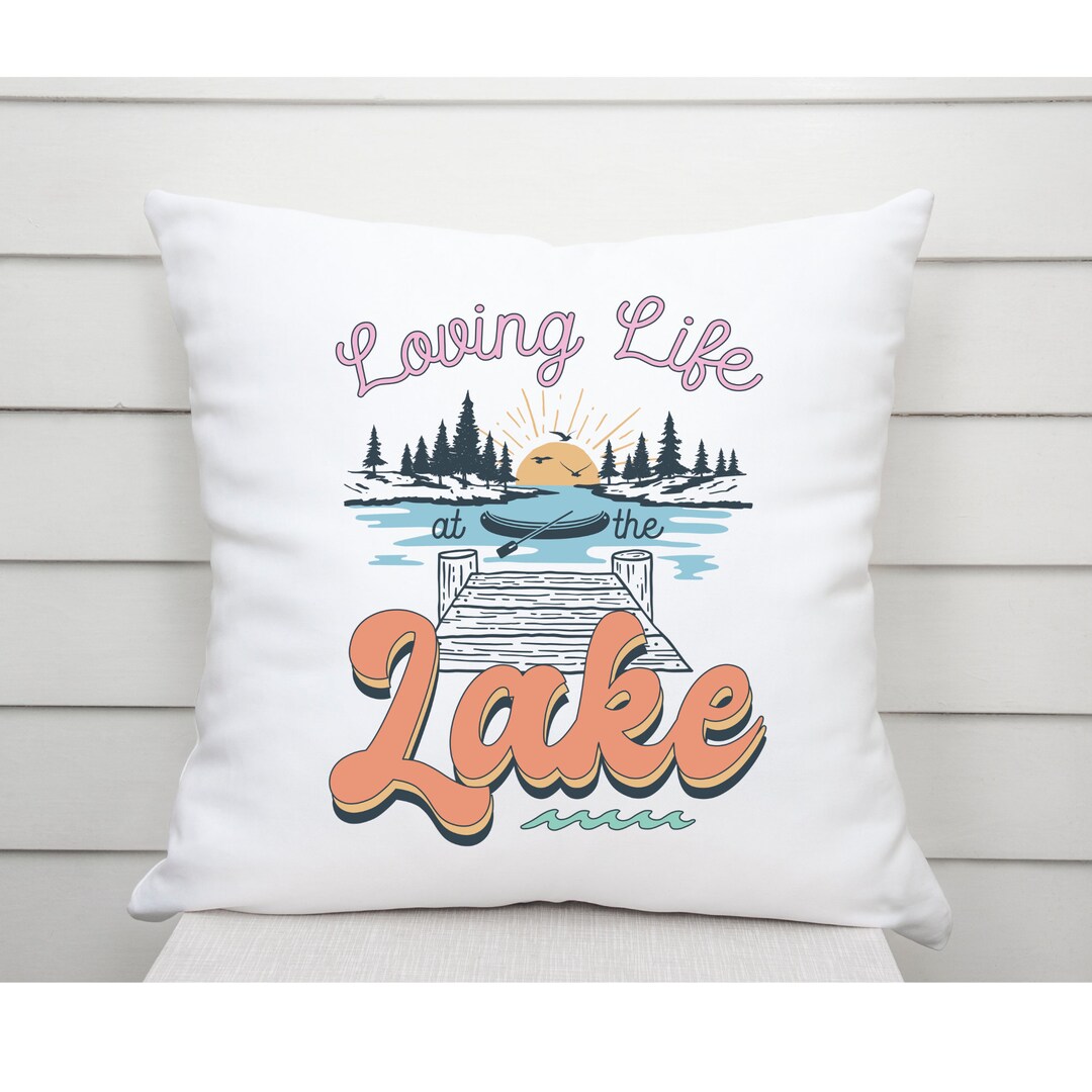 Lake Life Pillow, Lake House Decor, Summer Decor, Summer Pillow, Retro ...