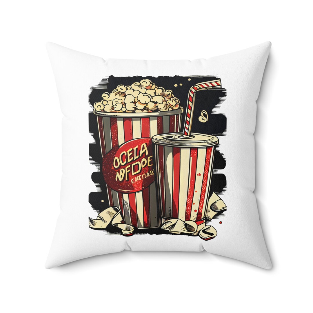 Retro Movie Theater Pillow: Popcorn & Soda Throw Cushion - Etsy