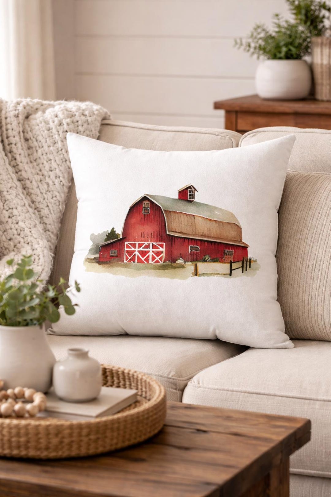 Farmhouse Barn Throw Pillow Rustic Country Decor Red Barn Accent - Etsy