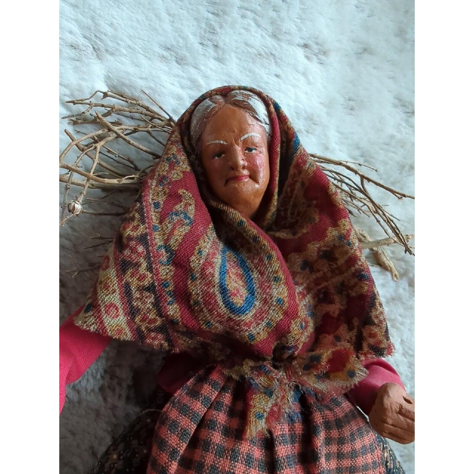 Two French Santon 12" Terracotta Clay Dolls Signed Simone Jouglas ...