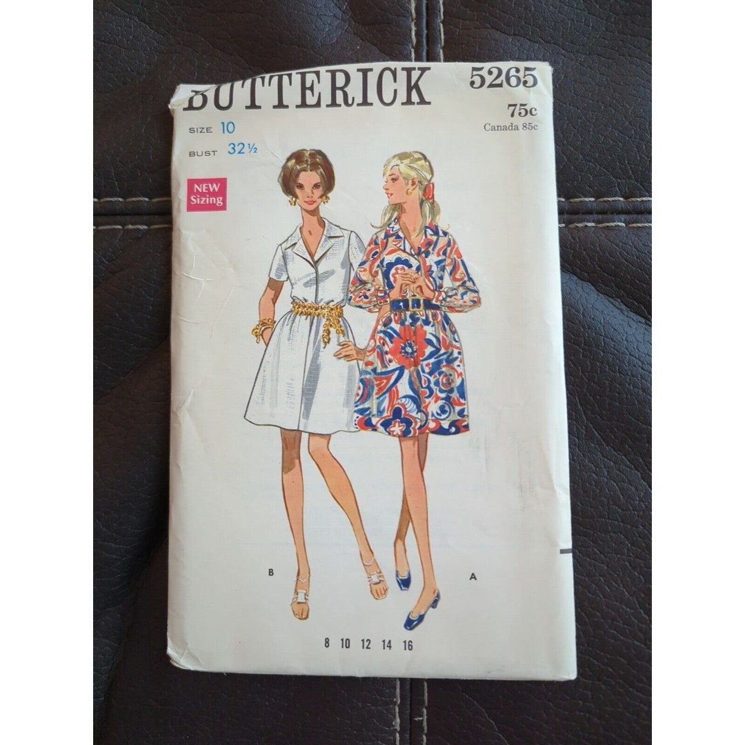 5265 BUTTERICK C.1960's Misses One Piece Dress Sewing Pattern Size 10 ...