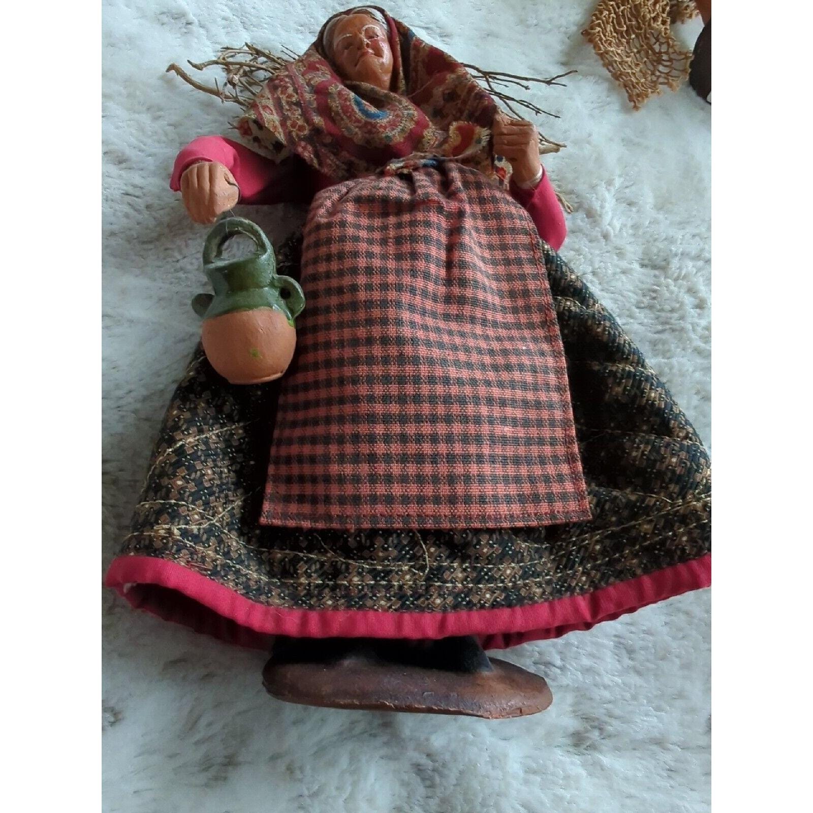 Two French Santon 12" Terracotta Clay Dolls Signed Simone Jouglas ...