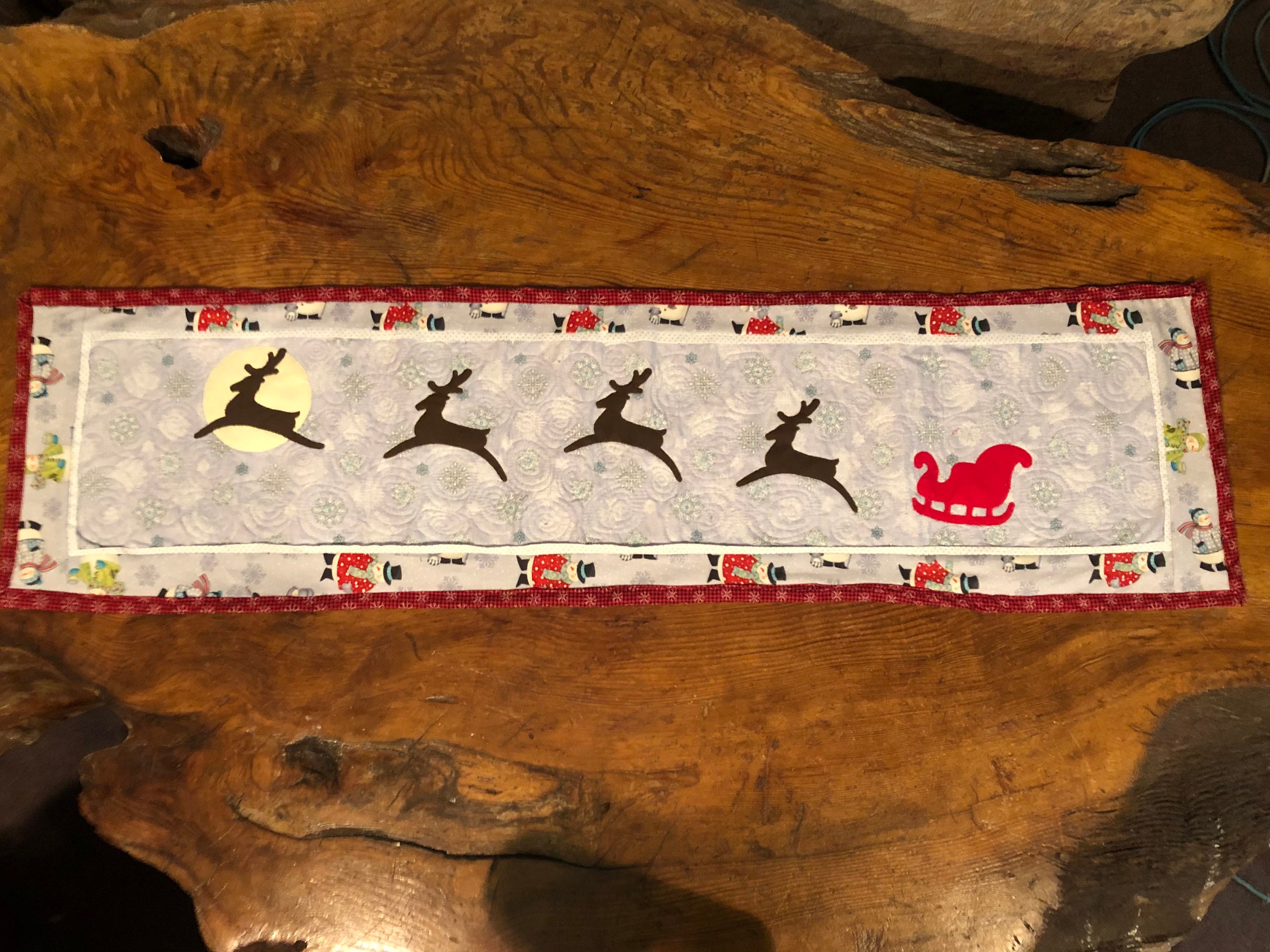 Handmade Quilted Christmas Table Runner With Reindeer and - Etsy UK