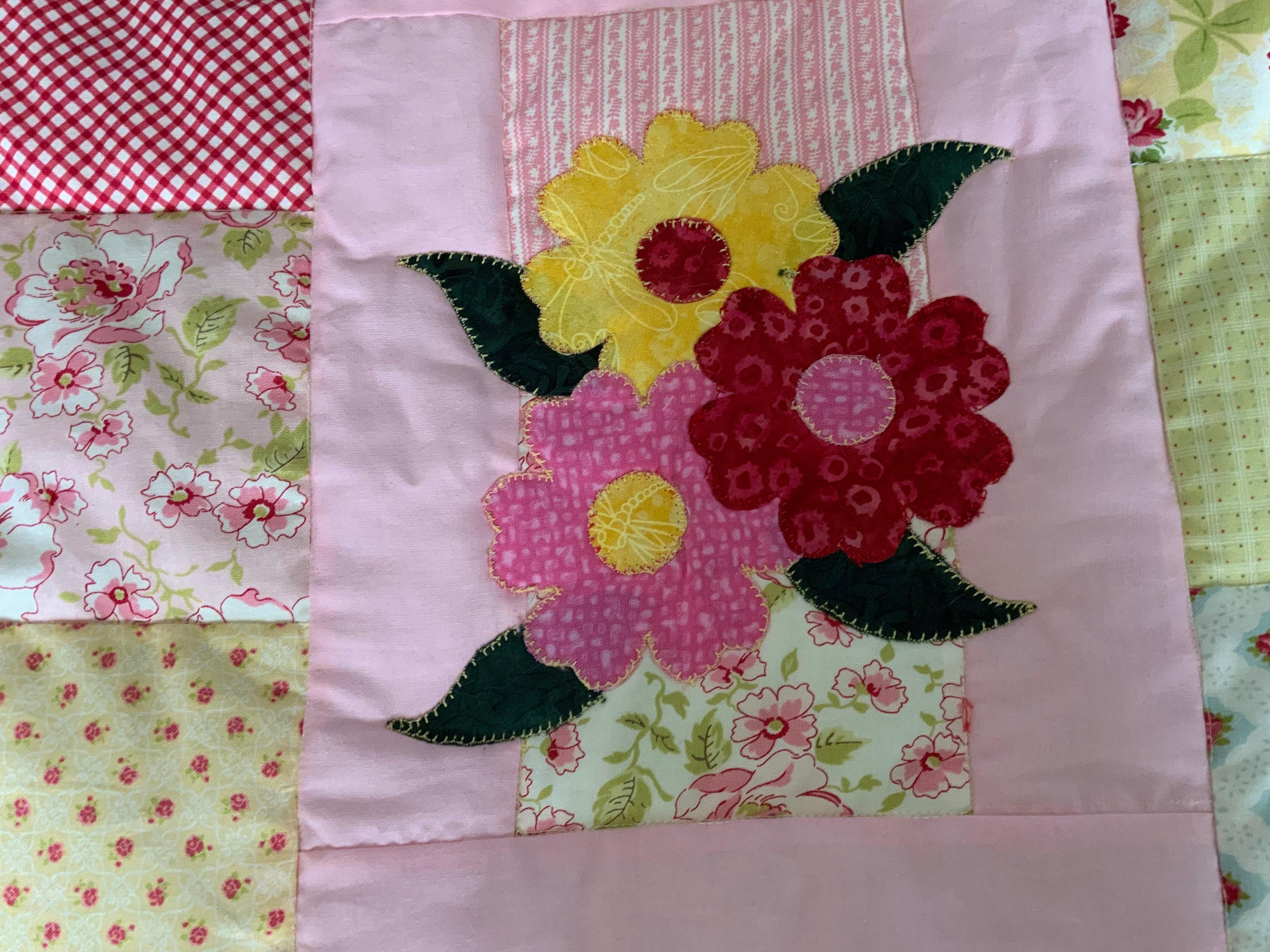 Puffy Pink Patchwork Quilt With Appliqués and Embroidery - Etsy