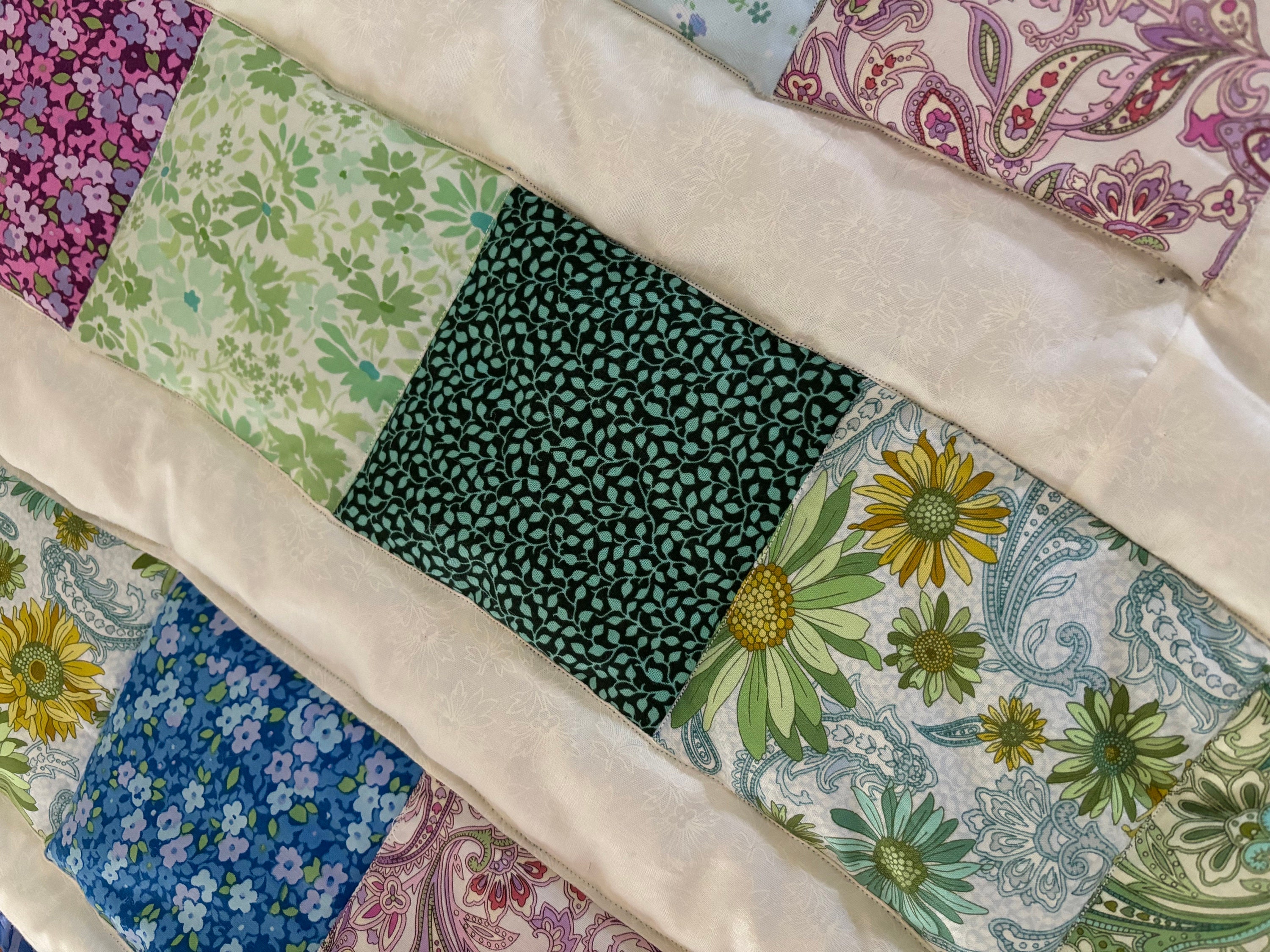 Puffy Pink or Blue Patchwork Quilt With Appliqués and Embroidery - Etsy