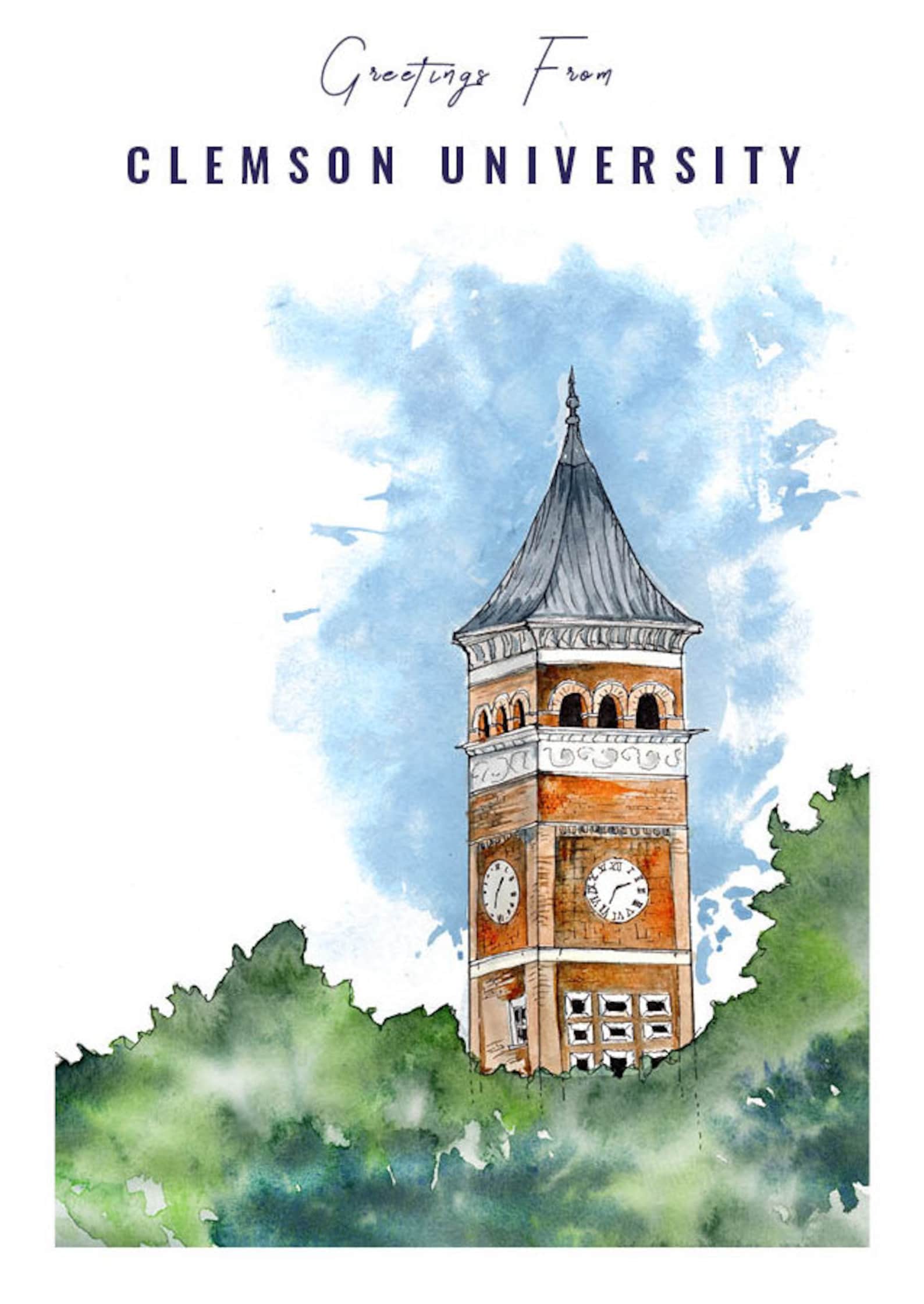 Clemson University, South Carolina - Collegiate Painting, Old Main ...