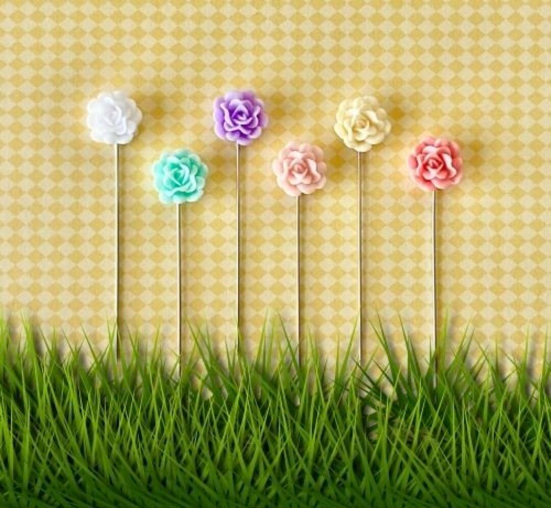 Decorative Pastel Flower Sewing Pins | Quilting Pins | Paper Craft Pins ...