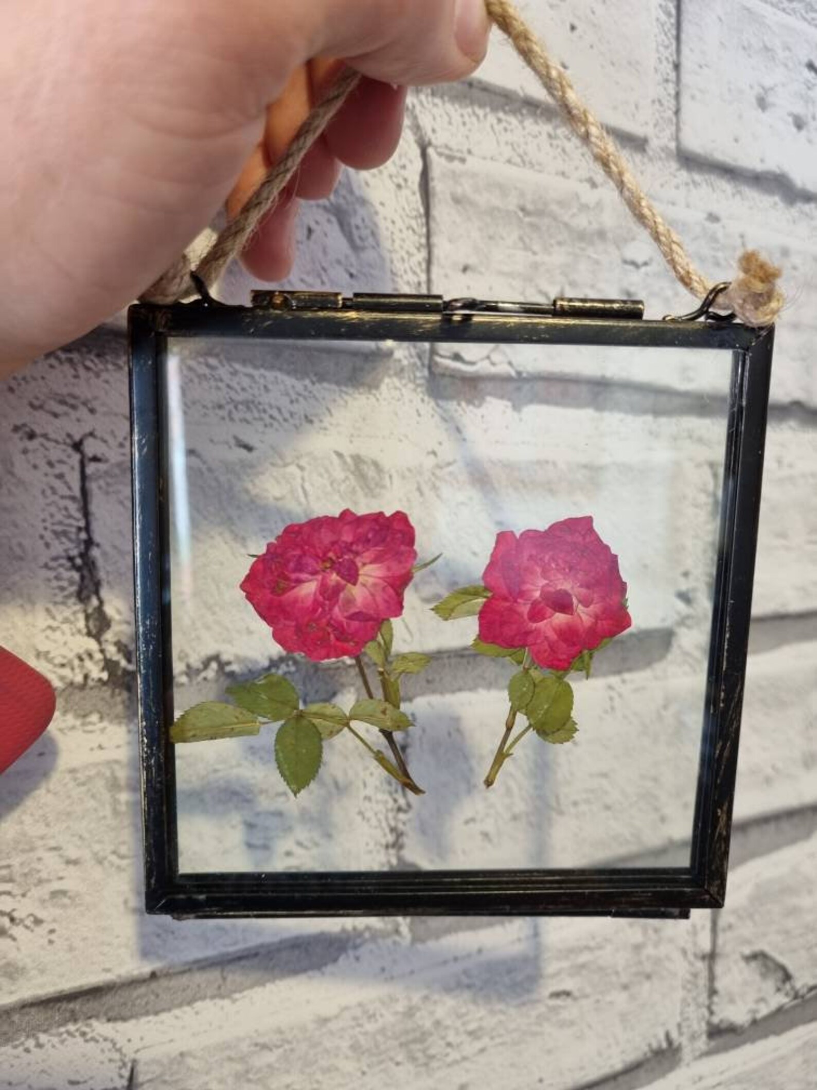 2 Red Pressed Roses Framed Pressed Rose Flower Wall Art Flower Wall ...