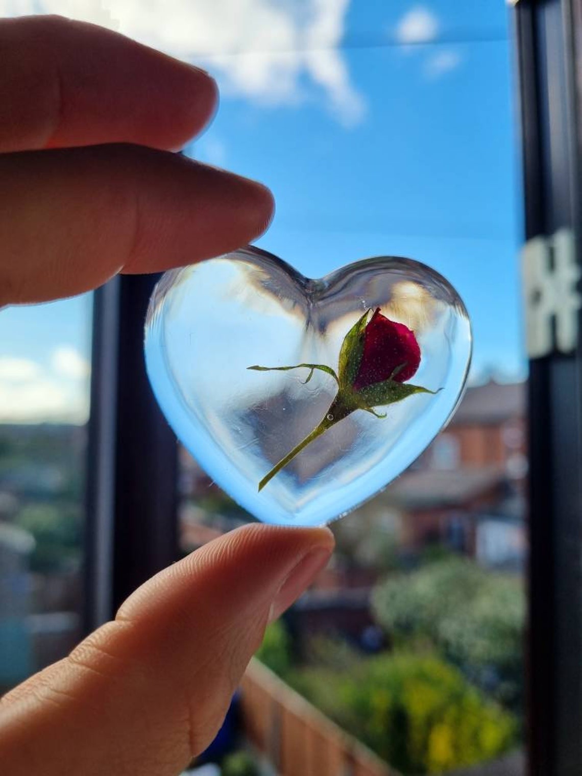 Red Rose Resin Hearts Gifts for Her Resin Flowers Dried | Etsy UK
