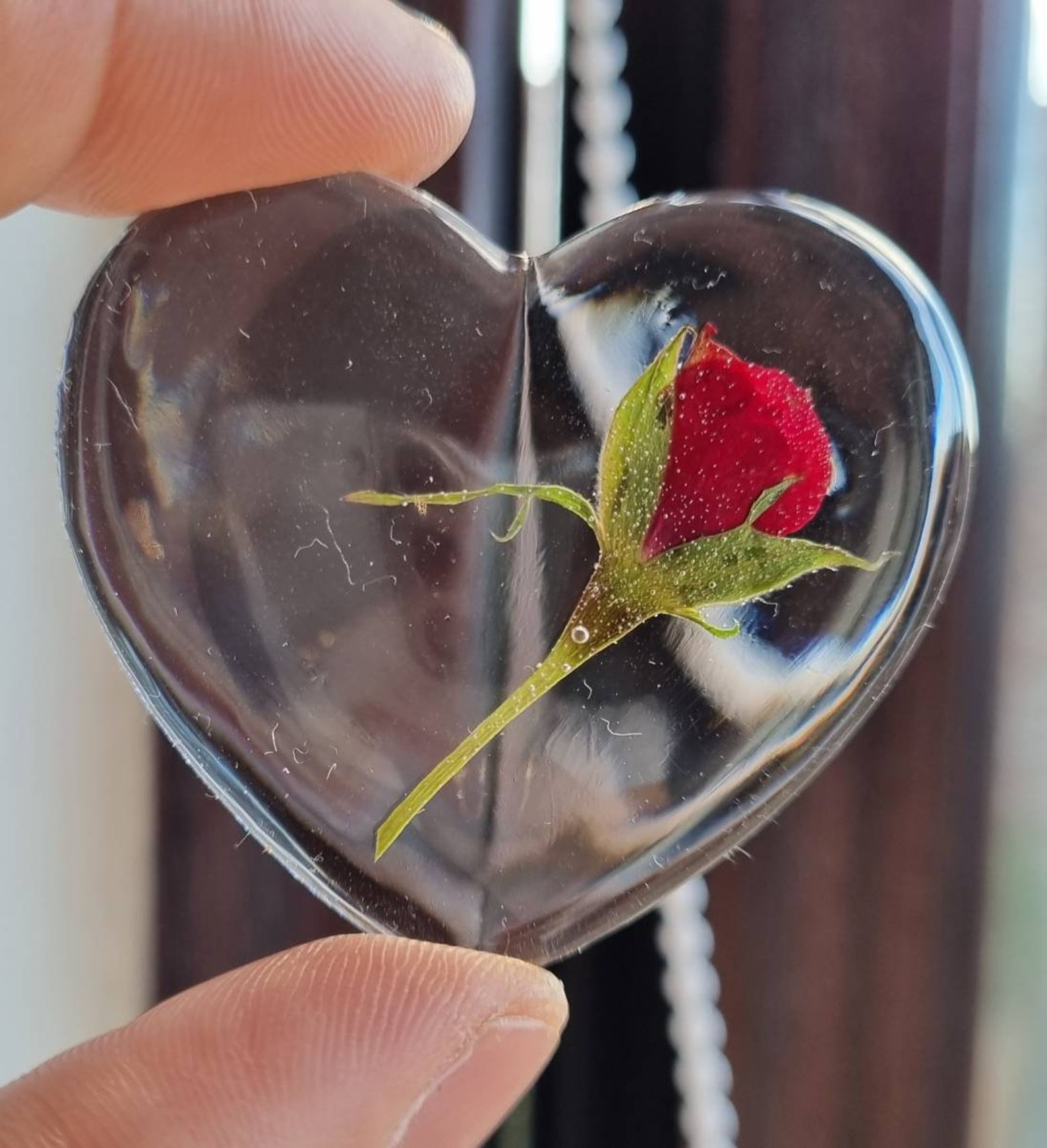 Red Rose Resin Hearts Gifts for Her Resin Flowers Dried | Etsy UK