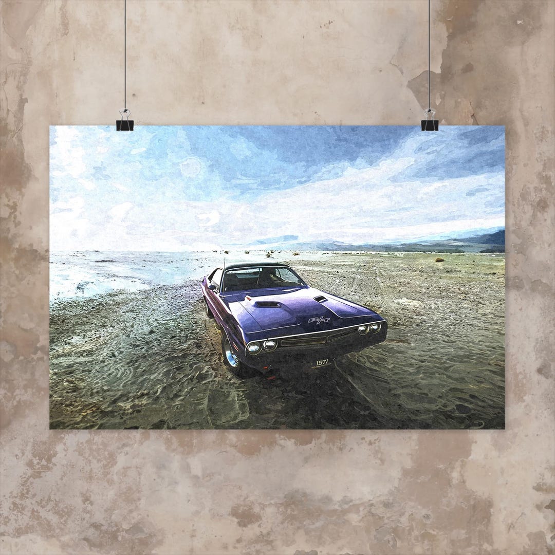 1971 Dodge Challenger Museum Grade Poster Classic Muscle Car Wall Art ...