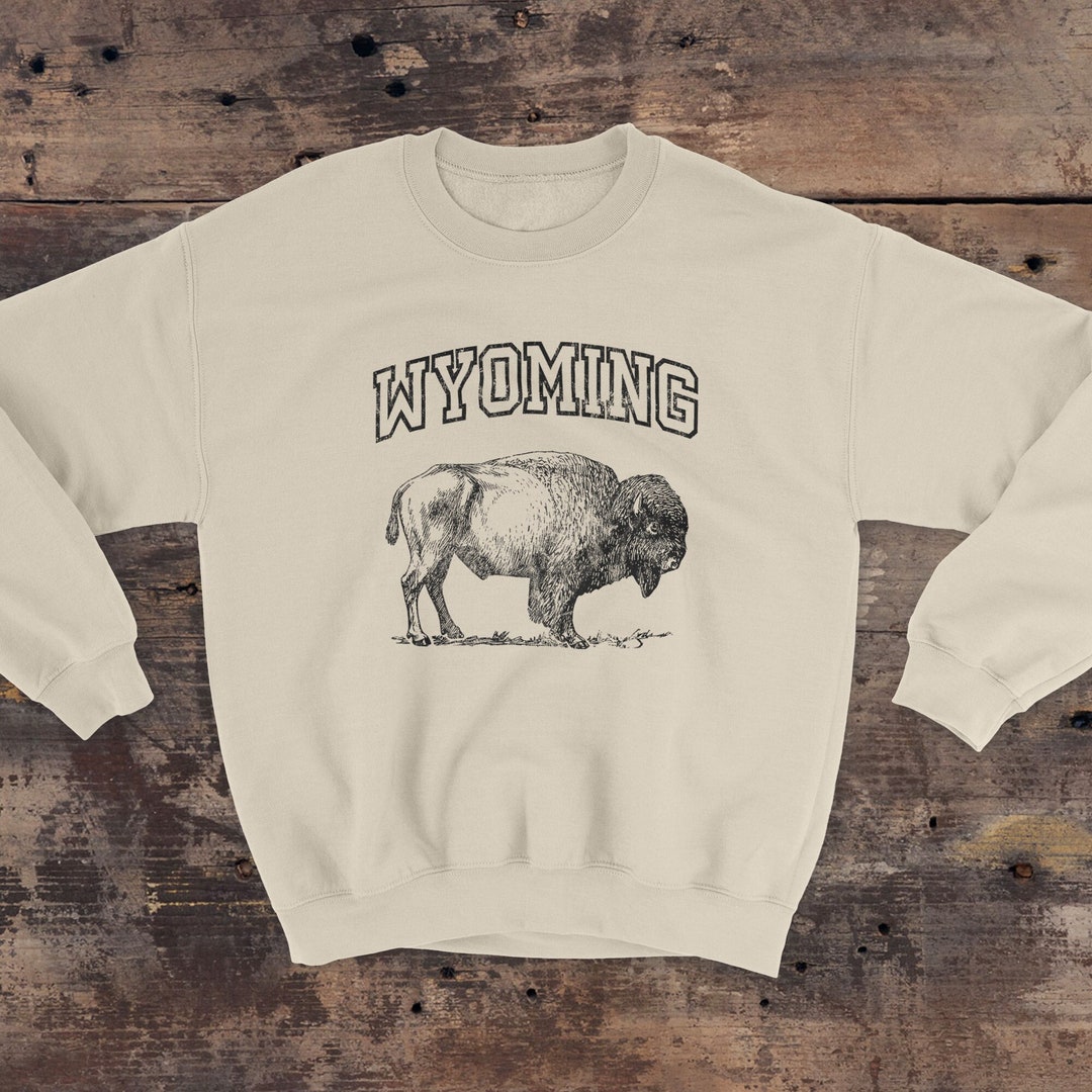 Wyoming Bison Sweater. Yellowstone National Park Buffalo Sweatshirt - Etsy