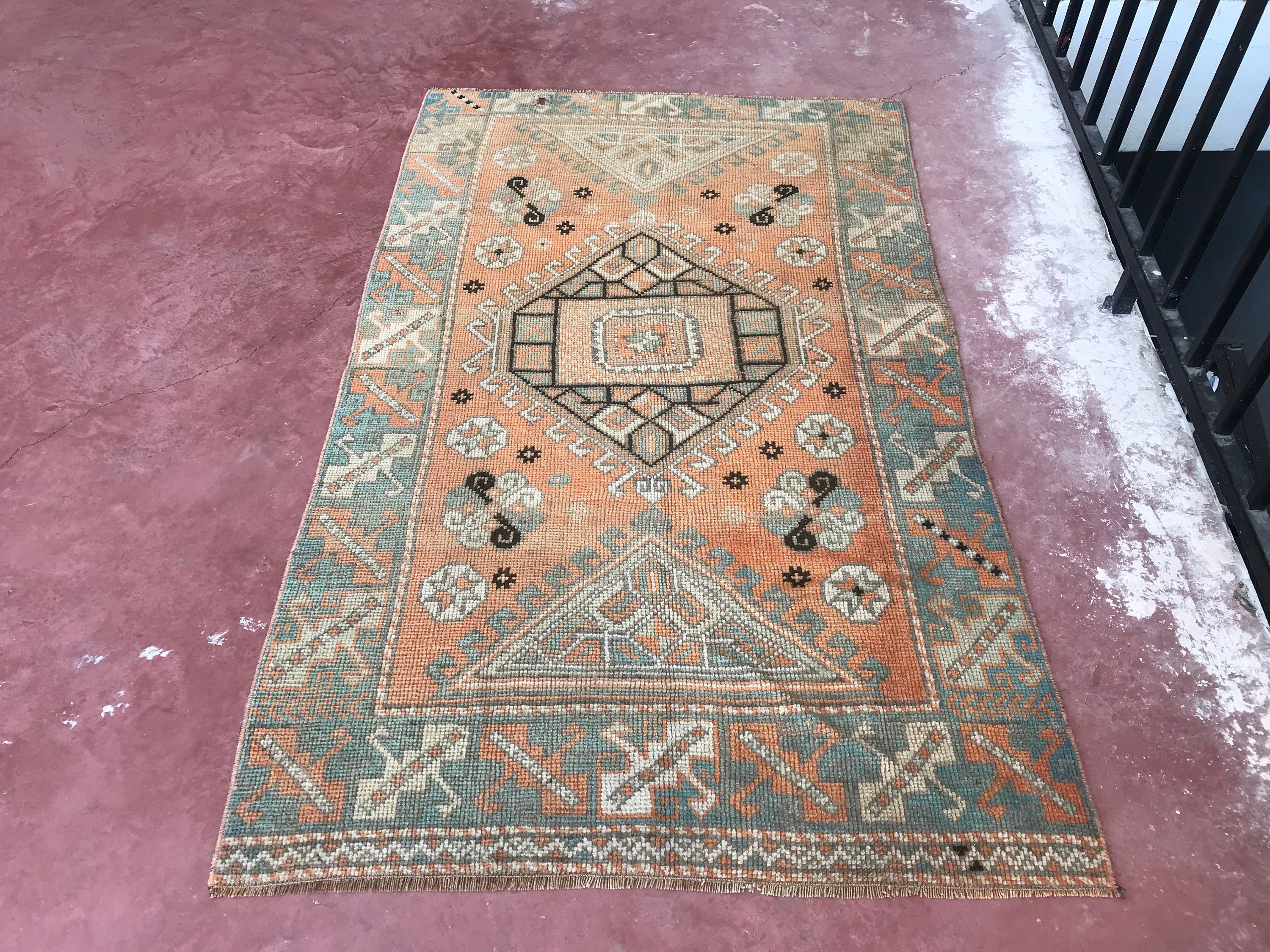 Bohemian Area Rug 3.2x5.3 ft Turkish Vintage Rug Oushak | Etsy