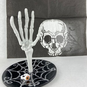 Skeleton Hand Jewelry and Ring Holder, Hand Painted, Resin and Wood ...