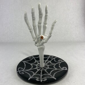 Skeleton Hand Jewelry and Ring Holder, Hand Painted, Resin and Wood ...