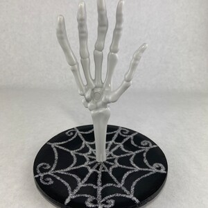 Skeleton Hand Jewelry and Ring Holder, Hand Painted, Resin and Wood ...