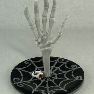 Skeleton Hand Jewelry and Ring Holder, Hand Painted, Resin and Wood ...