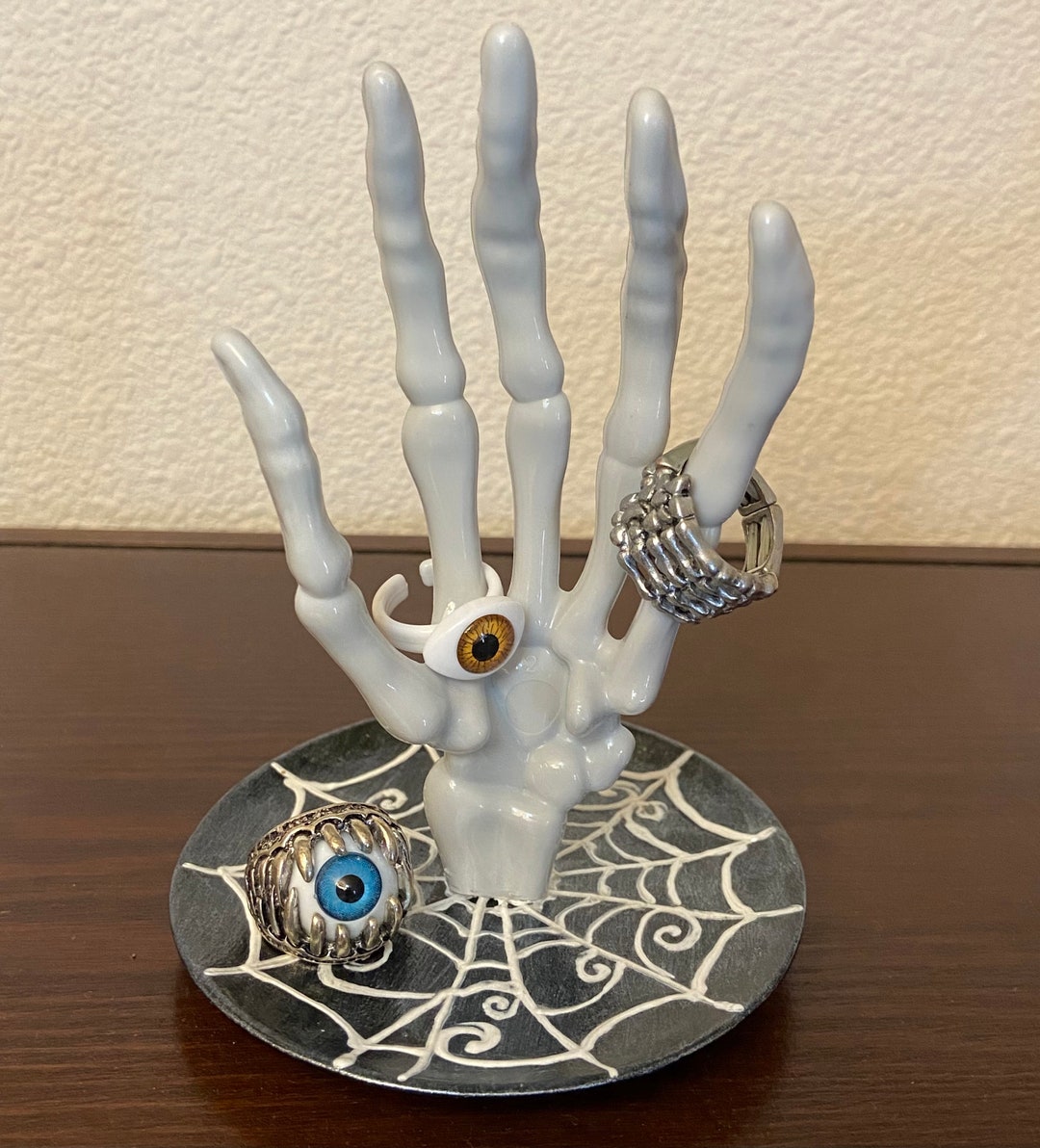 Skeleton Hand Jewelry and Ring Holder Handpainted Resin and - Etsy