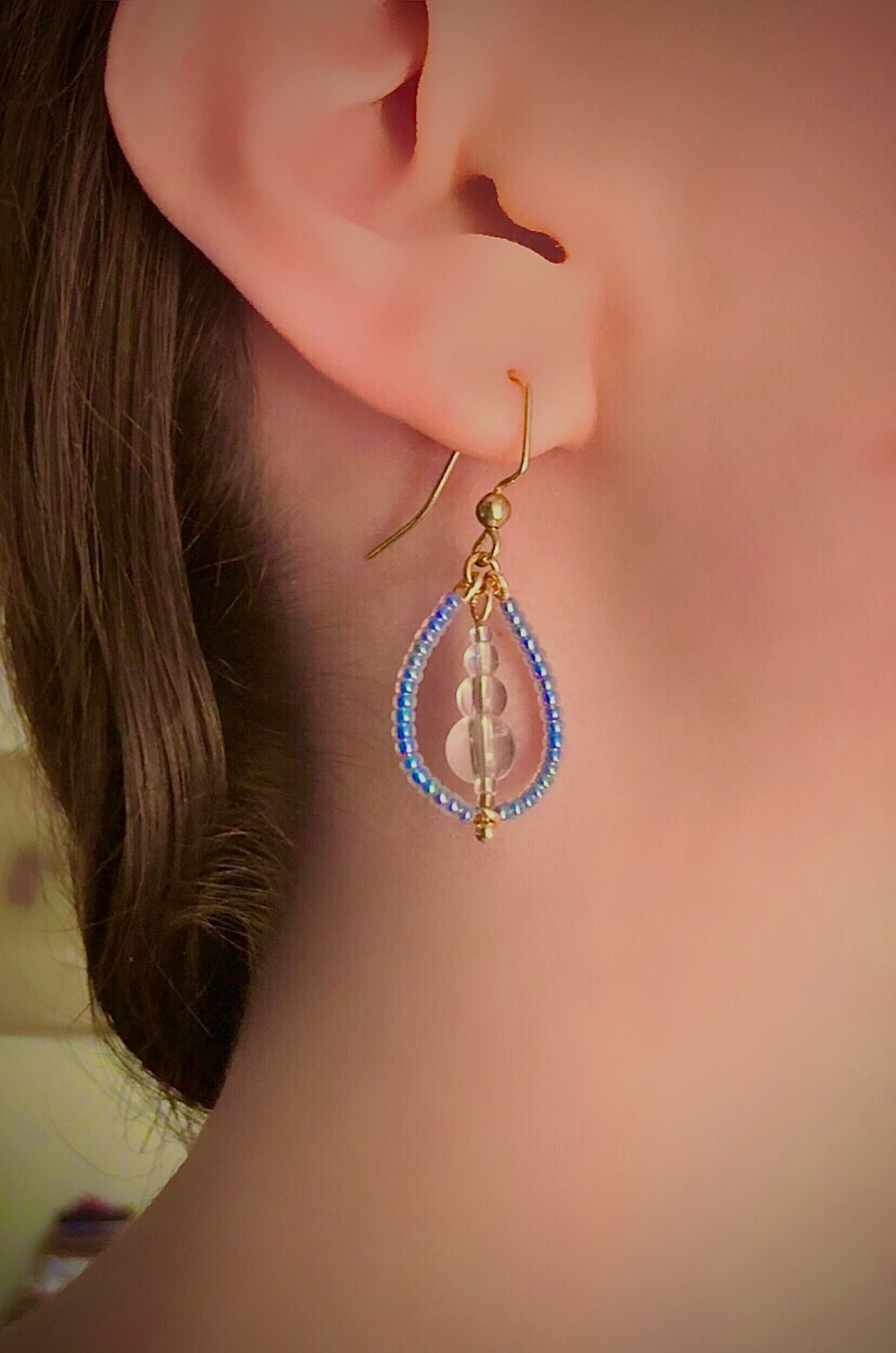 Pendientes azules de rocío gota - Etsy España