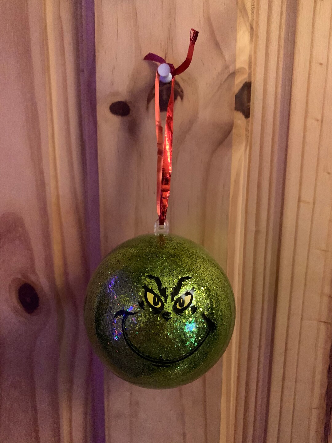 Grinch Inspired Christmas Tree Bauble, Grinch Bauble, Tree Decorations ...