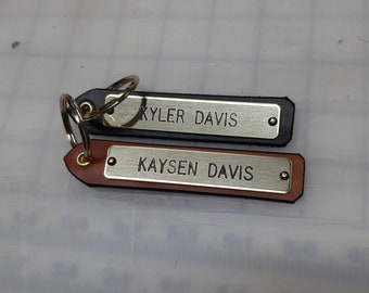 Leather Keychain Personalized Metal Tag Custom Keychain Gifts - Etsy