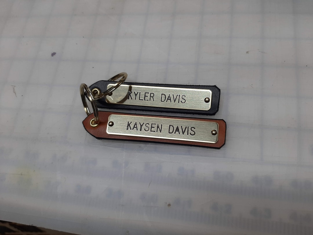 Custom Engraved Bridle Leather Key Fob With Brass Nameplate ...