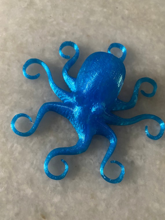 3D Printed Octopus in Blue Flexible Polymer - Etsy