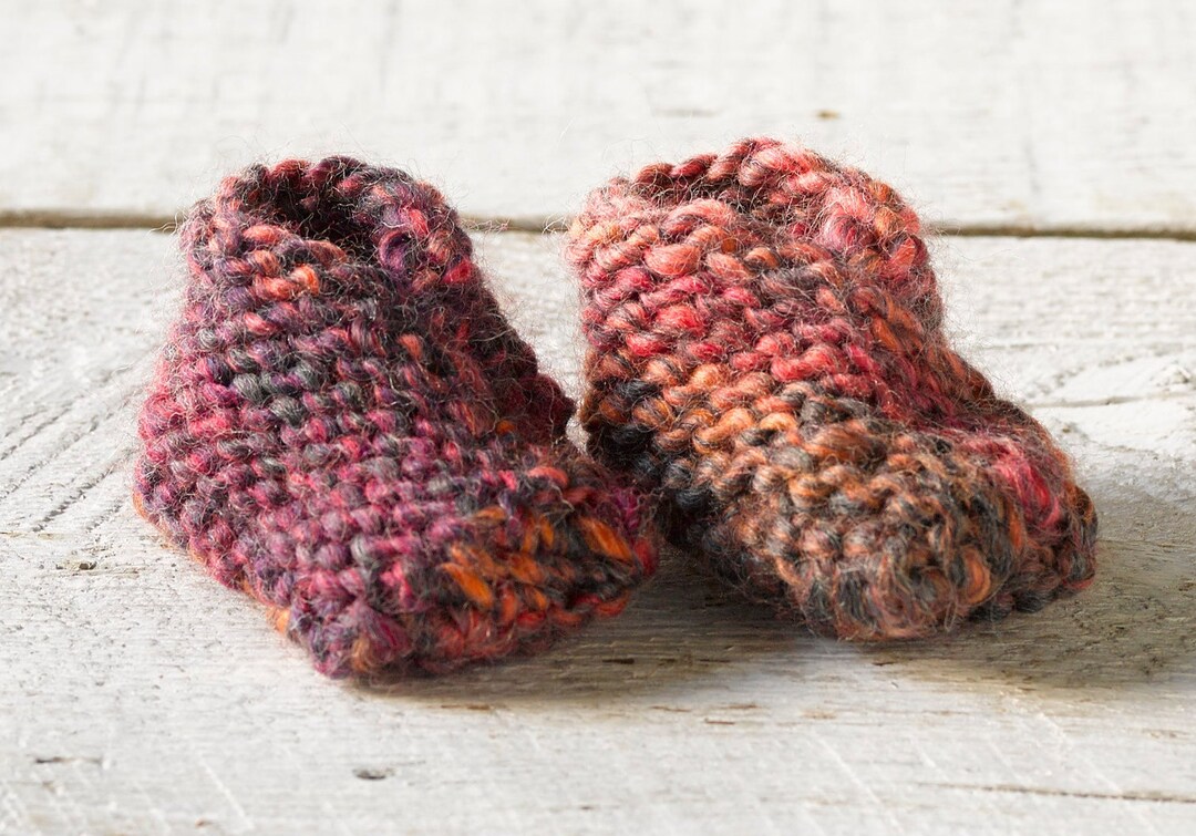 Super Sweet Hand Knit Newborn Baby Booties in Shades of Fruit Loop ...