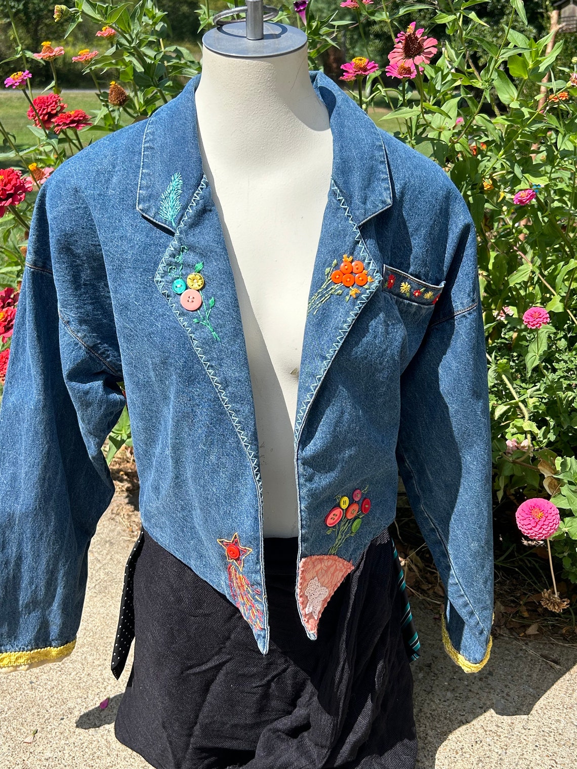 Denim Waist Coat W Tie Tails - Etsy