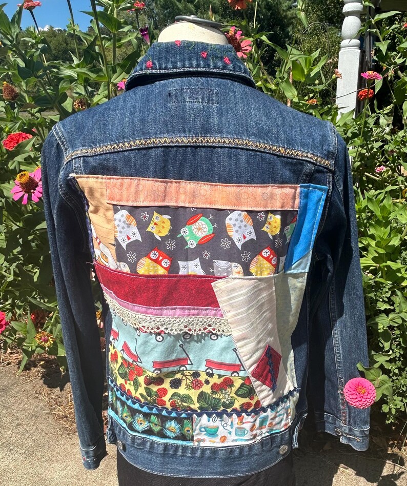 Denim Jacket W Owls and Bumblebees - Etsy