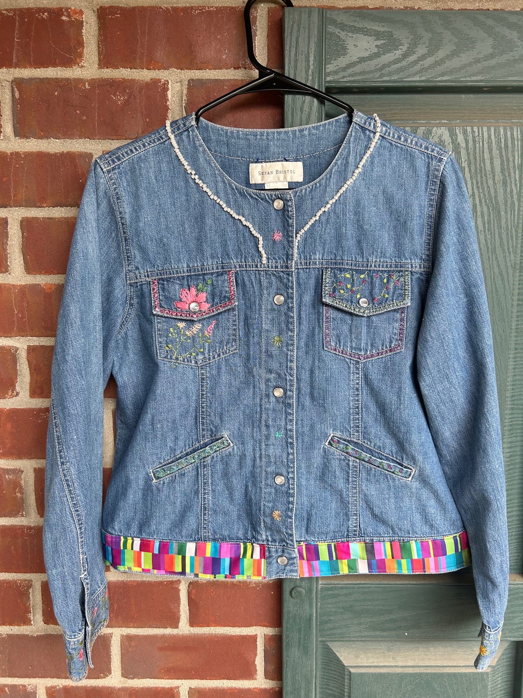 Up/cycled Denim Jacket With Dandelion - Etsy