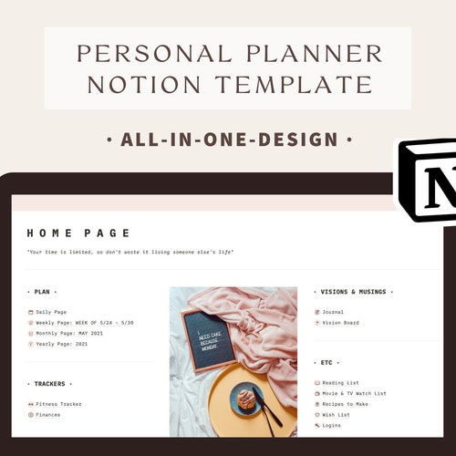 Personal Planner Notion Template All in One Notion Template - Etsy