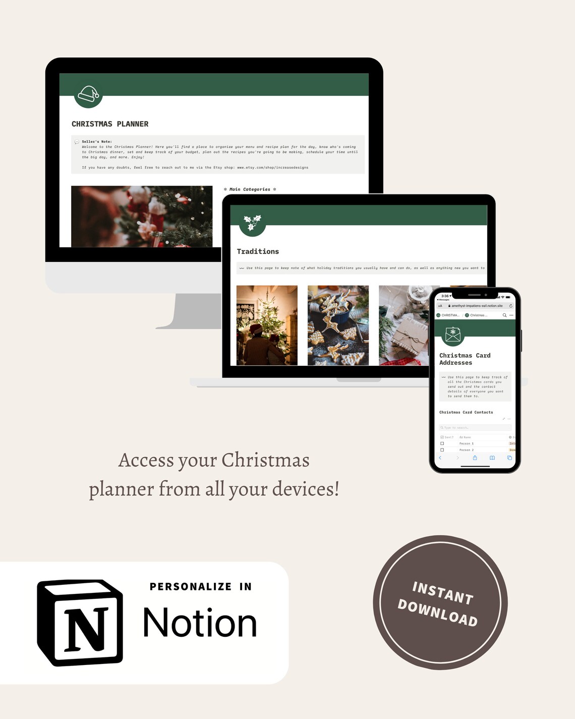 Christmas Planner Notion Template | Christmas Planner | Holiday Planner ...