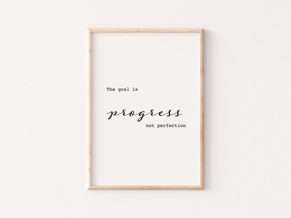 Progress Not Perfection Quote Wall Art Quotes Typography | Etsy