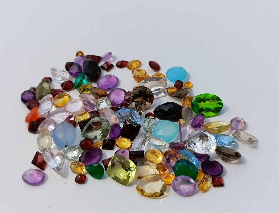 Semi Precious Faceted Gemstone Mix Stone Shape and Size Lot , Multi ...