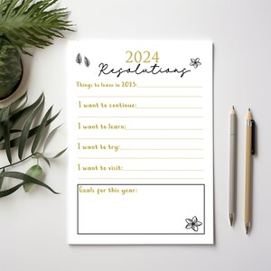 New Years Resolutions Printable, 2024 New Year Goals List, New Years ...