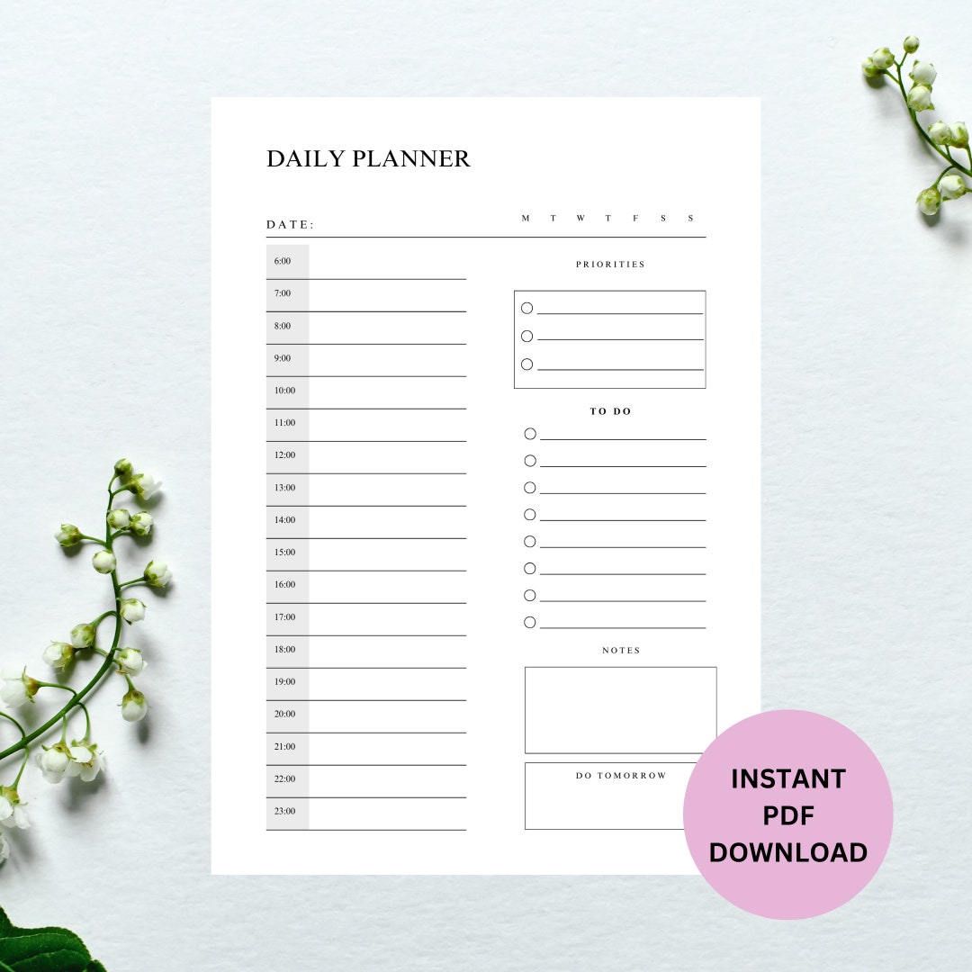 Hourly Daily Planner Printable: Time Blocking Schedule (A4 PDF) - Etsy