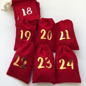 Christmas Advent Bags; Advent Calendar Bags, Numbered Christmas Sacks ...
