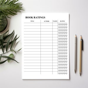 Book Review Printable Template, Book Log and Review, Book Ratings Sheet ...