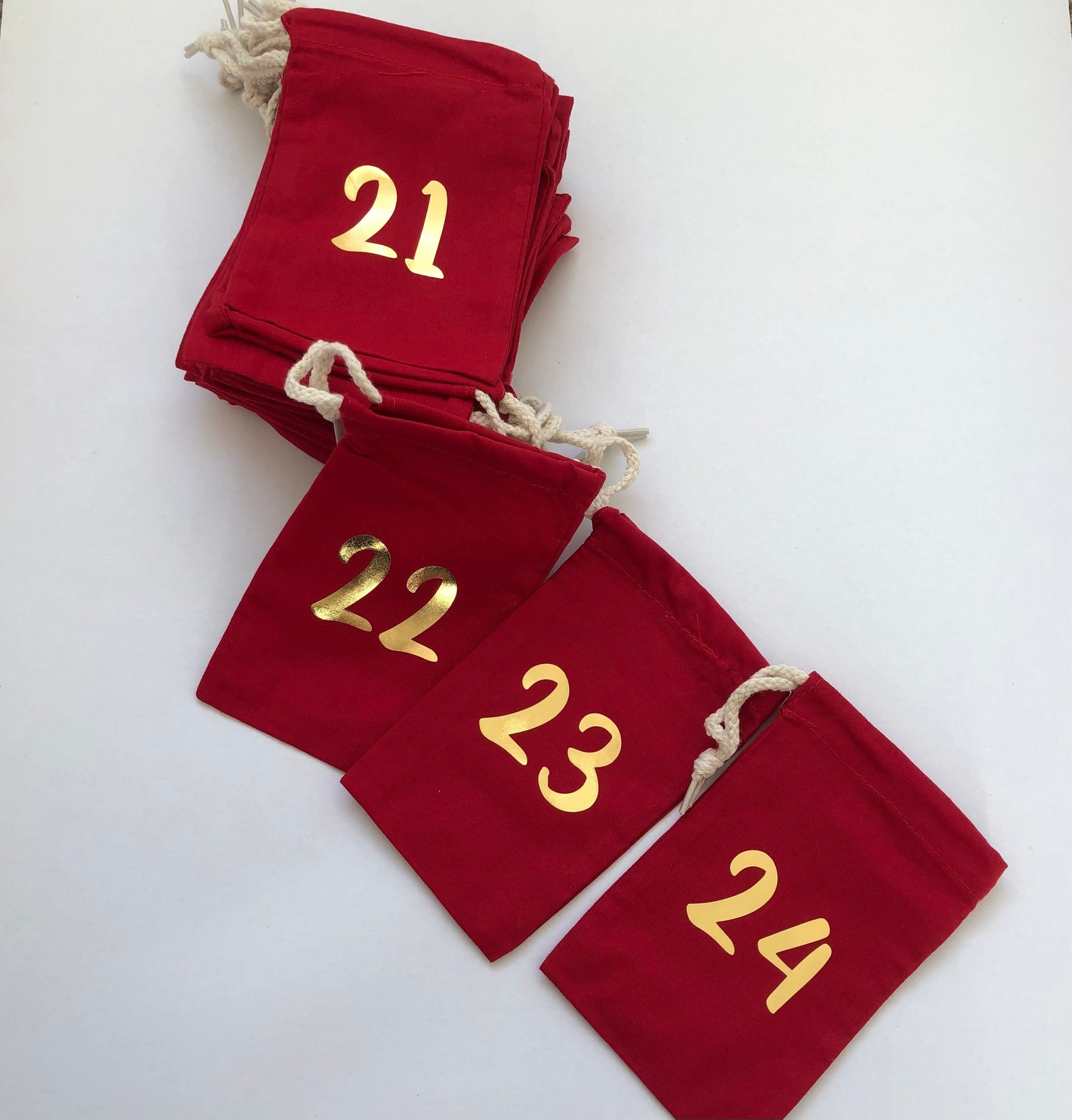Christmas Advent Bags; Advent Calendar Bags, Numbered Christmas Sacks ...