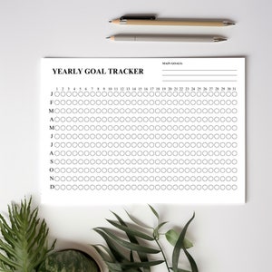 Yearly Goal Tracker Printable, Habit Tracker, Annual Goal Tracker ...