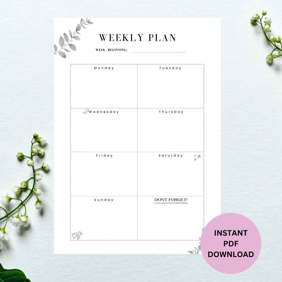 Undated Weekly Planner: Printable To-do List (PDF Download) - Etsy