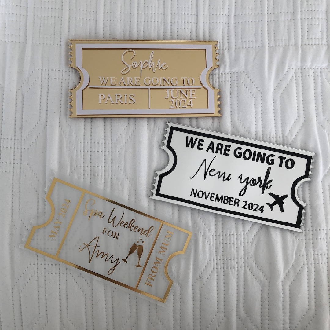 Acrylic Ticket Gift Voucher, Personalised Gift Ticket, Voucher Keepsake ...