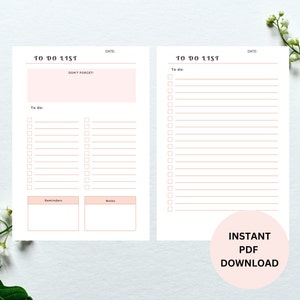Printable to Do List, Task List Sheets, PDF Planner Checklist, A4 ...